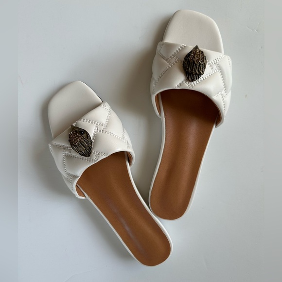 Shoes | New White Quilted Slide Owl Sandals Size 4 Us 95 Flat Summer ...